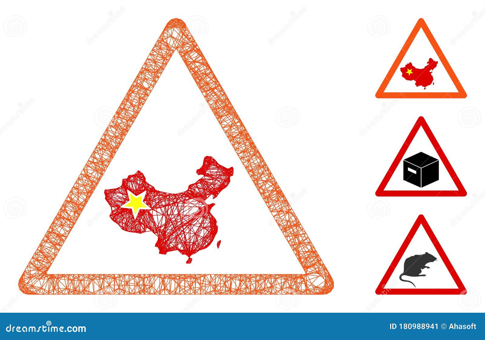 Chinese Warning Polygonal Web Vector Mesh Illustration Stock Vector ...