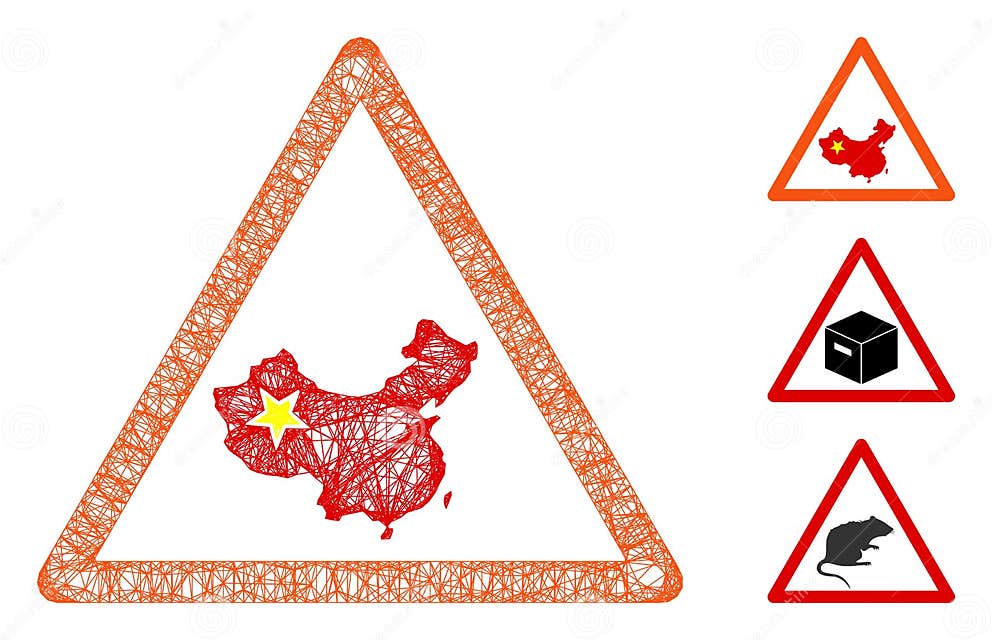 Chinese Warning Polygonal Web Vector Mesh Illustration Stock Vector ...