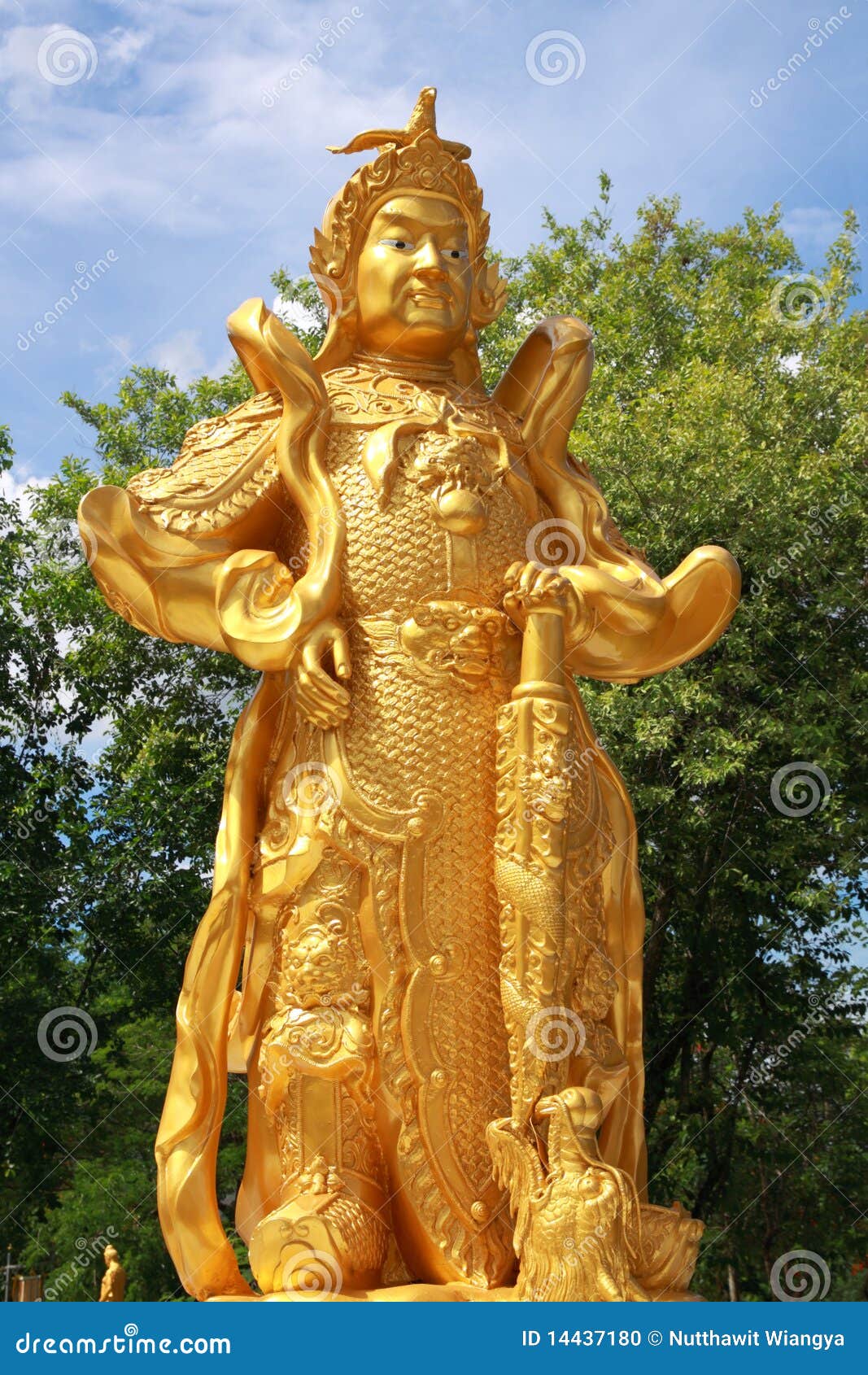 Chinese Warrior Golden Statue Stock Photo - Image of siam, religion ...