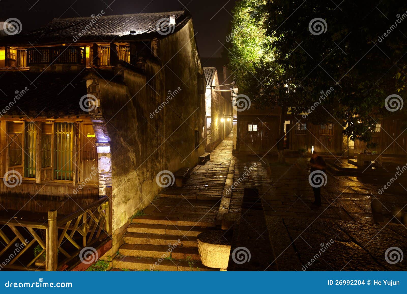 The Chinese Watery Town Buildings Stock Photo - Image of town, board ...