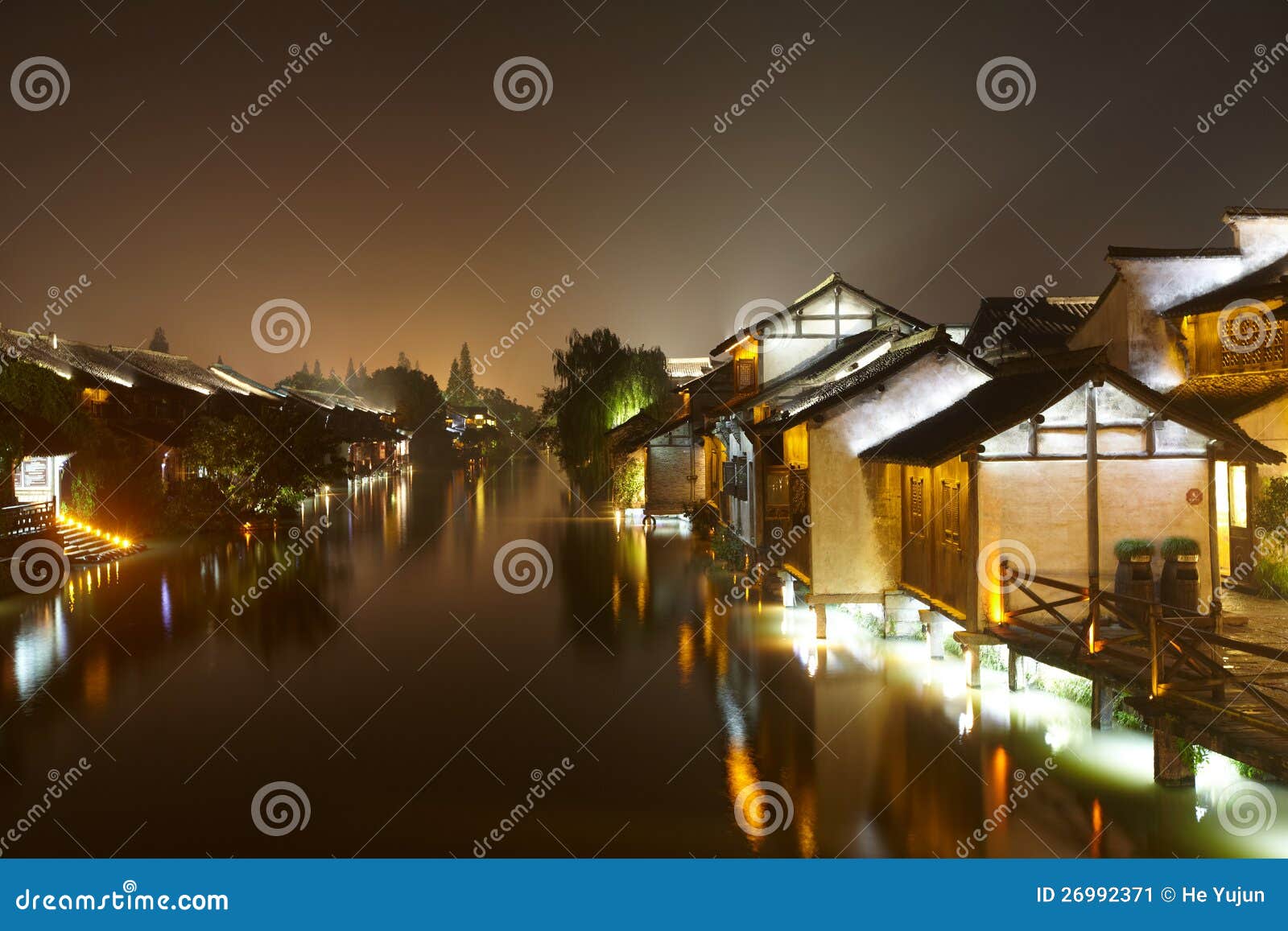 The Chinese Watery Town Buildings Stock Image - Image of peace, jiangsu ...