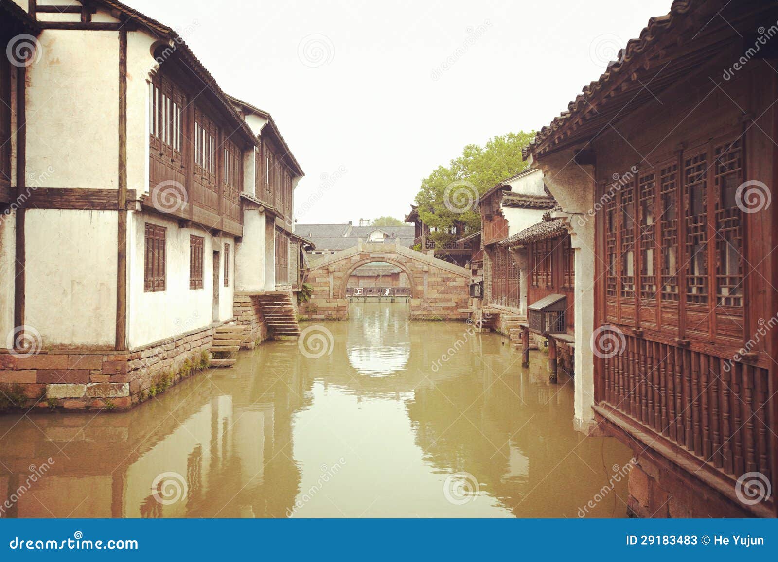 The Chinese Watery Town Buildings Stock Image - Image of jiangsu, water ...