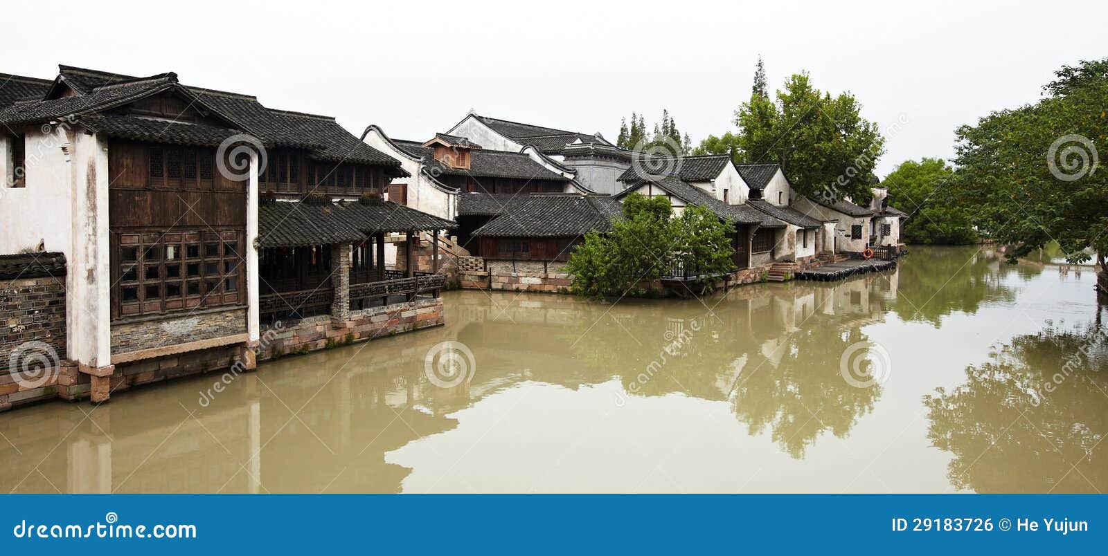 The Chinese Watery Town Buildings Stock Photo - Image of tree, town ...