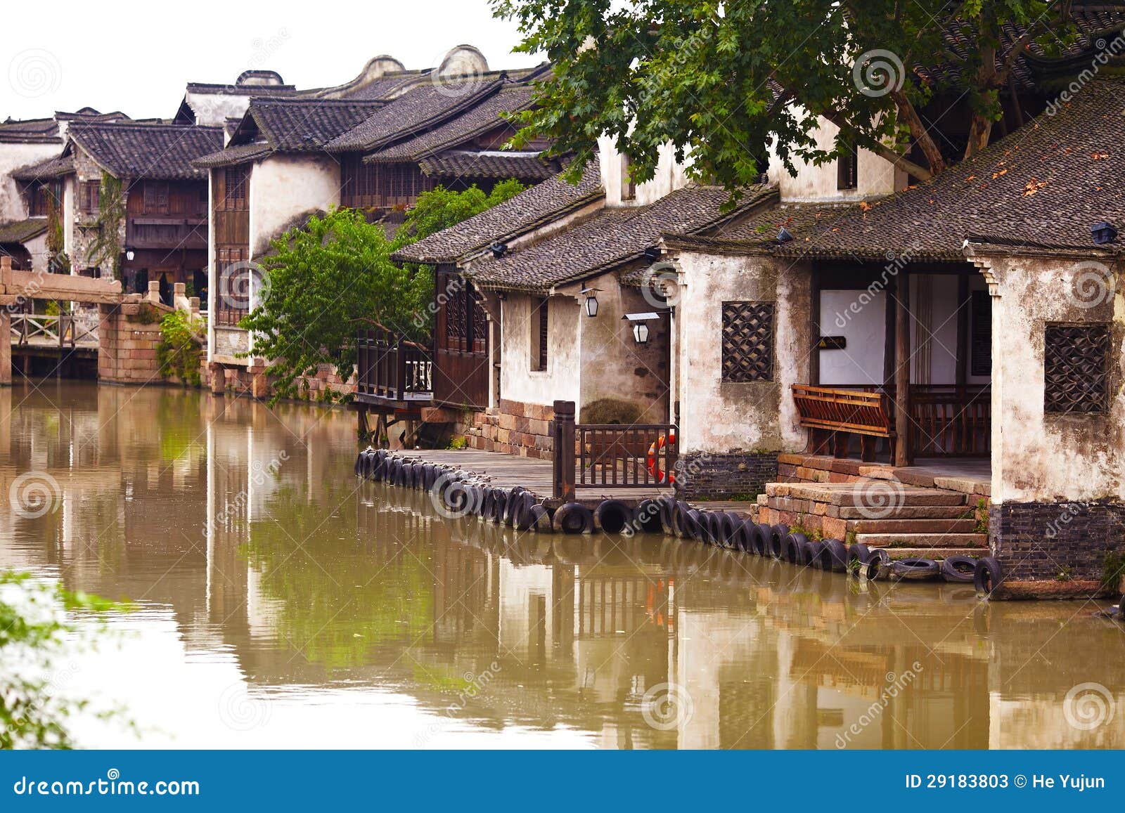 The Chinese Watery Town Buildings Stock Image - Image of landing ...