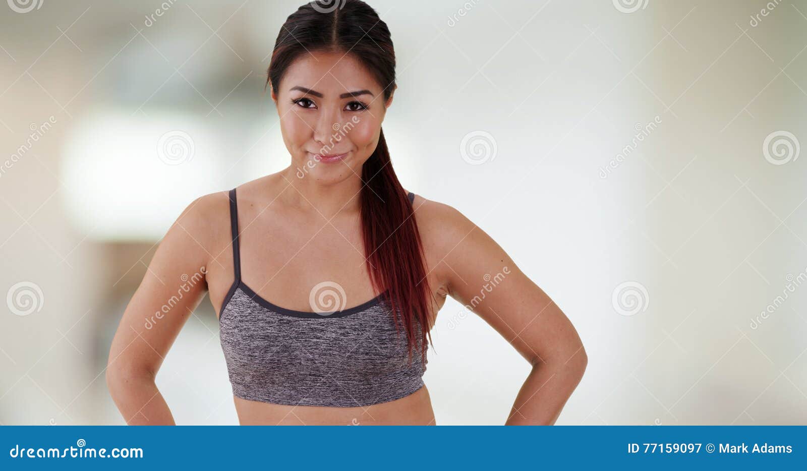 Chinese Woman Standing at the Gym Stock Image - Image of standing ...