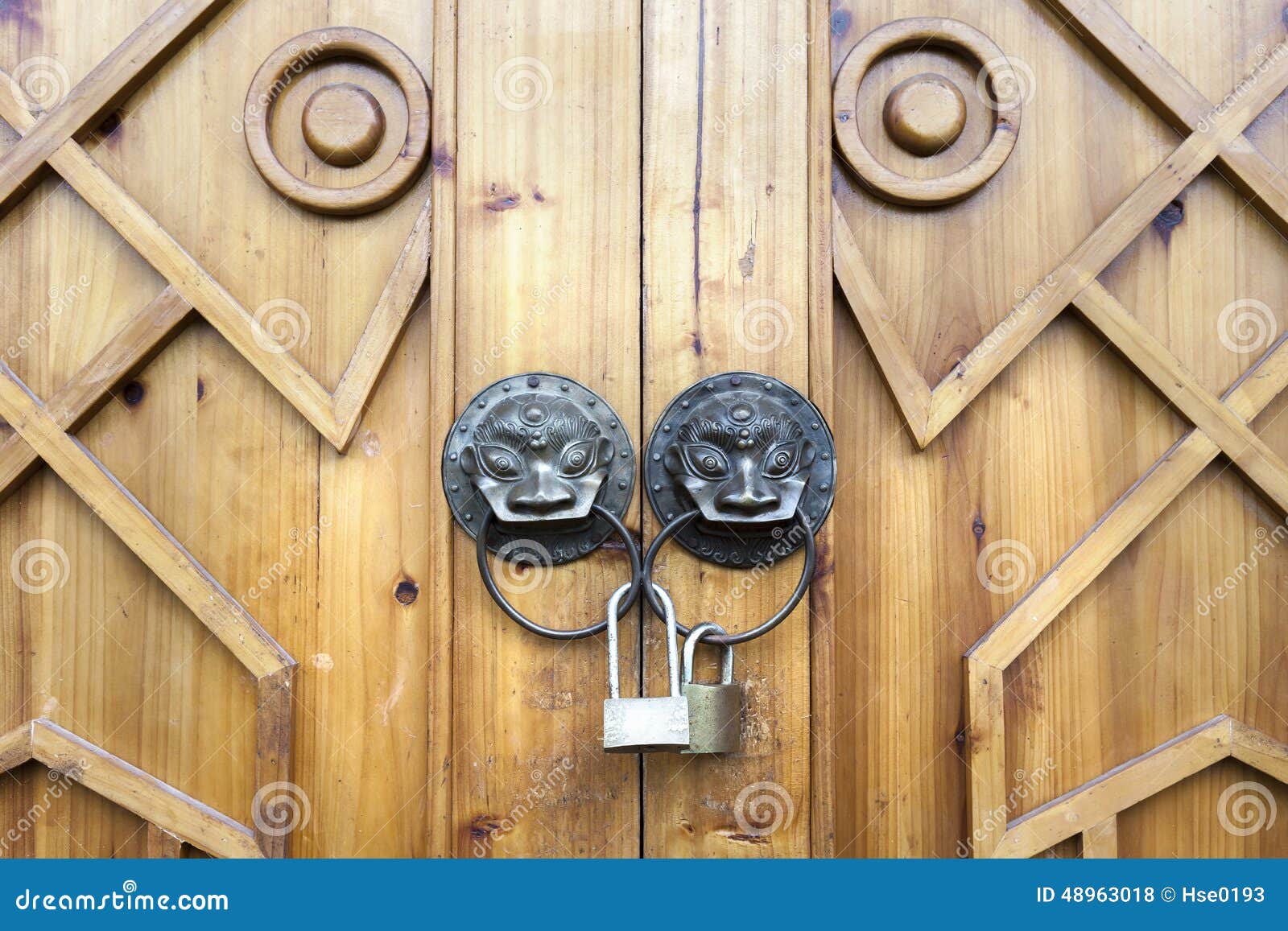 Chinese wooden door stock photo. Image of knob, wooden - 48963018