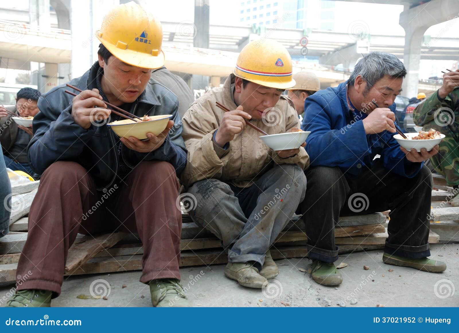 Chinese workers have lunch editorial photography. Image of cooked ...