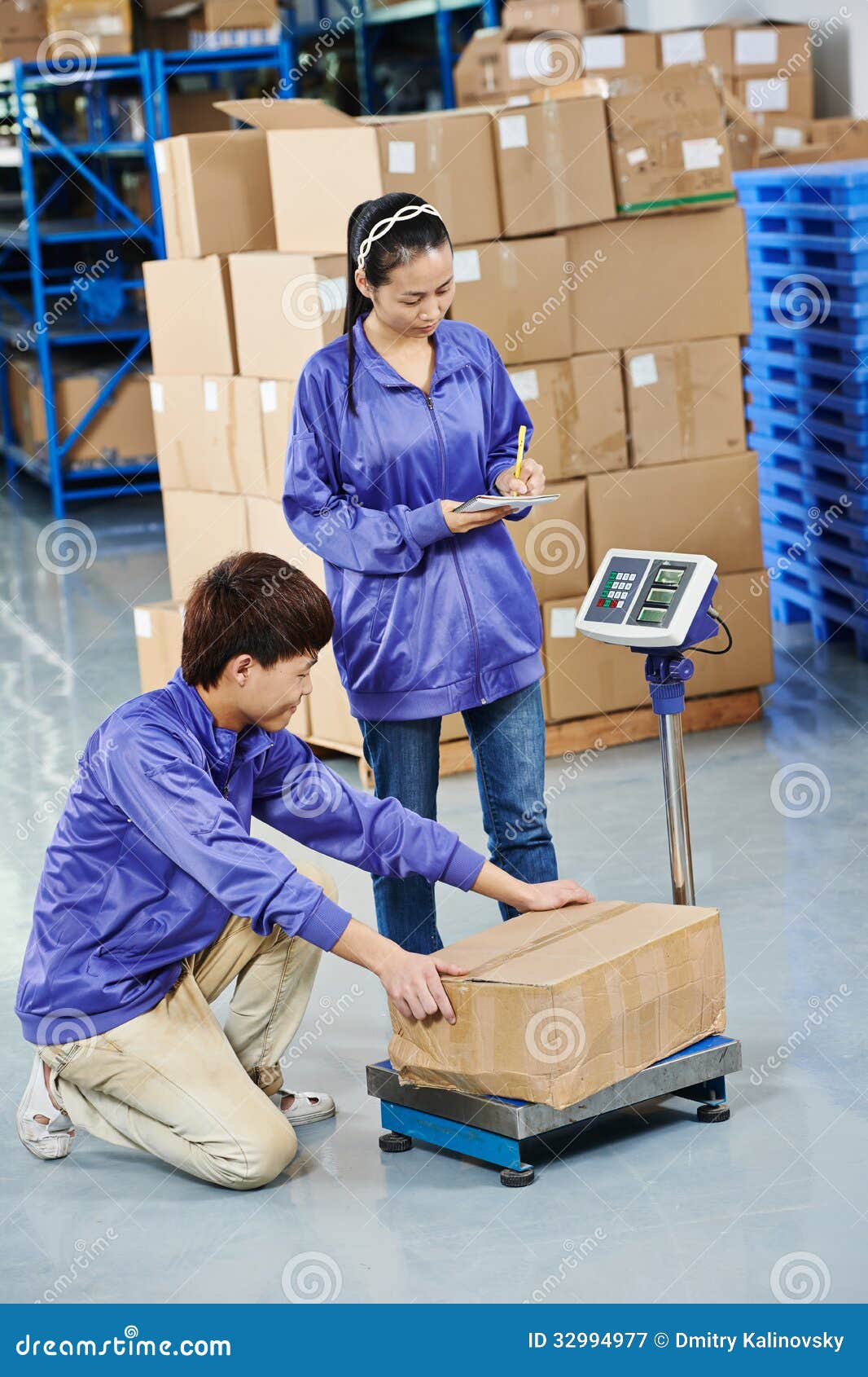 Chinese Workers in Warehouse Stock Image - Image of female, asia: 32994977