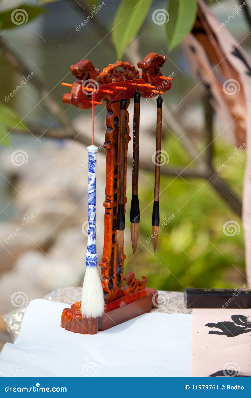 Chinese Writing Brushes and Inkstone Stock Image - Image of culture ...