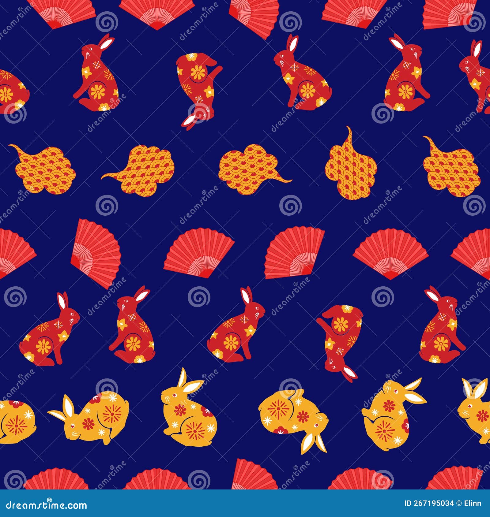 Chinese Year of the Rabbit 2023 Repeat Pattern Design Stock Vector ...