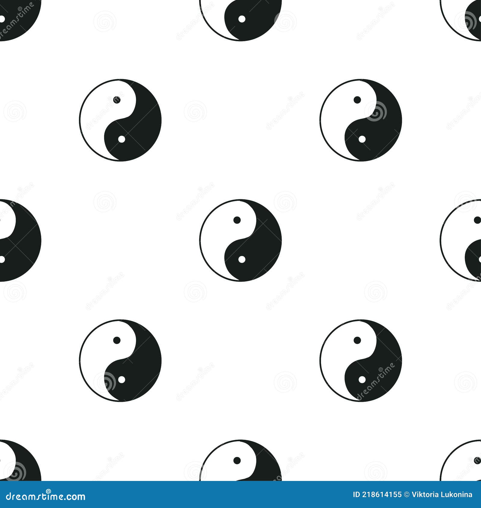 Chinese Yin Yang Seamless Vector Pattern. White Background Stock Vector ...