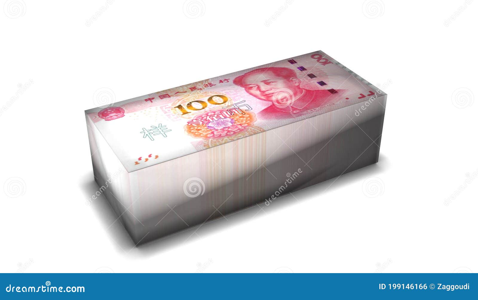 Chinese Yuan Banknotes Money Stack on White Background Stock ...