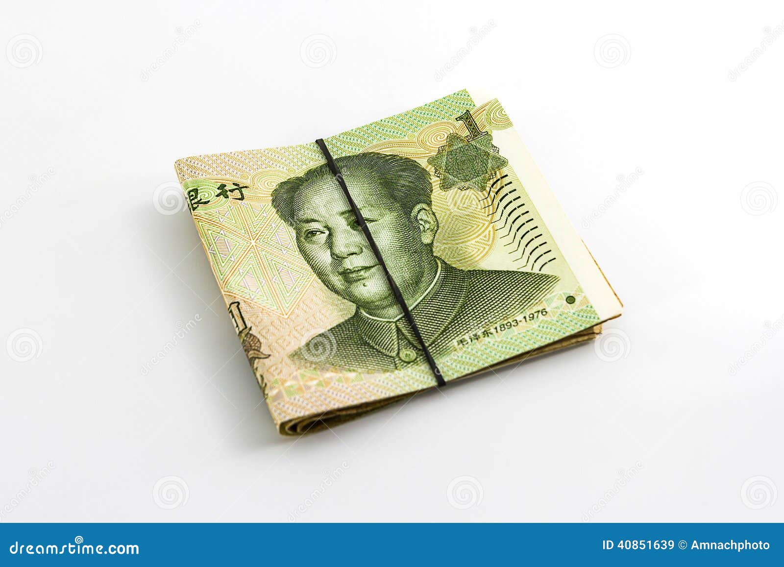 Chinese Yuan Banknotes Rolled Up with Rubberband. Stock Image - Image ...