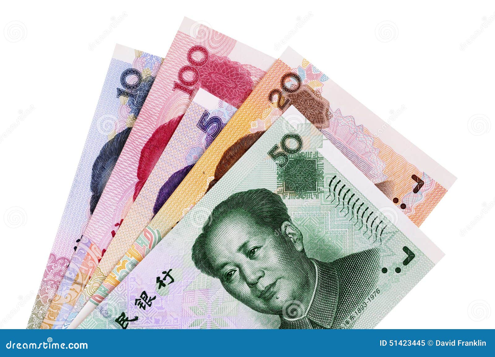 China Money : Various Different Chinese Yuan Currency Bills Isolated on ...