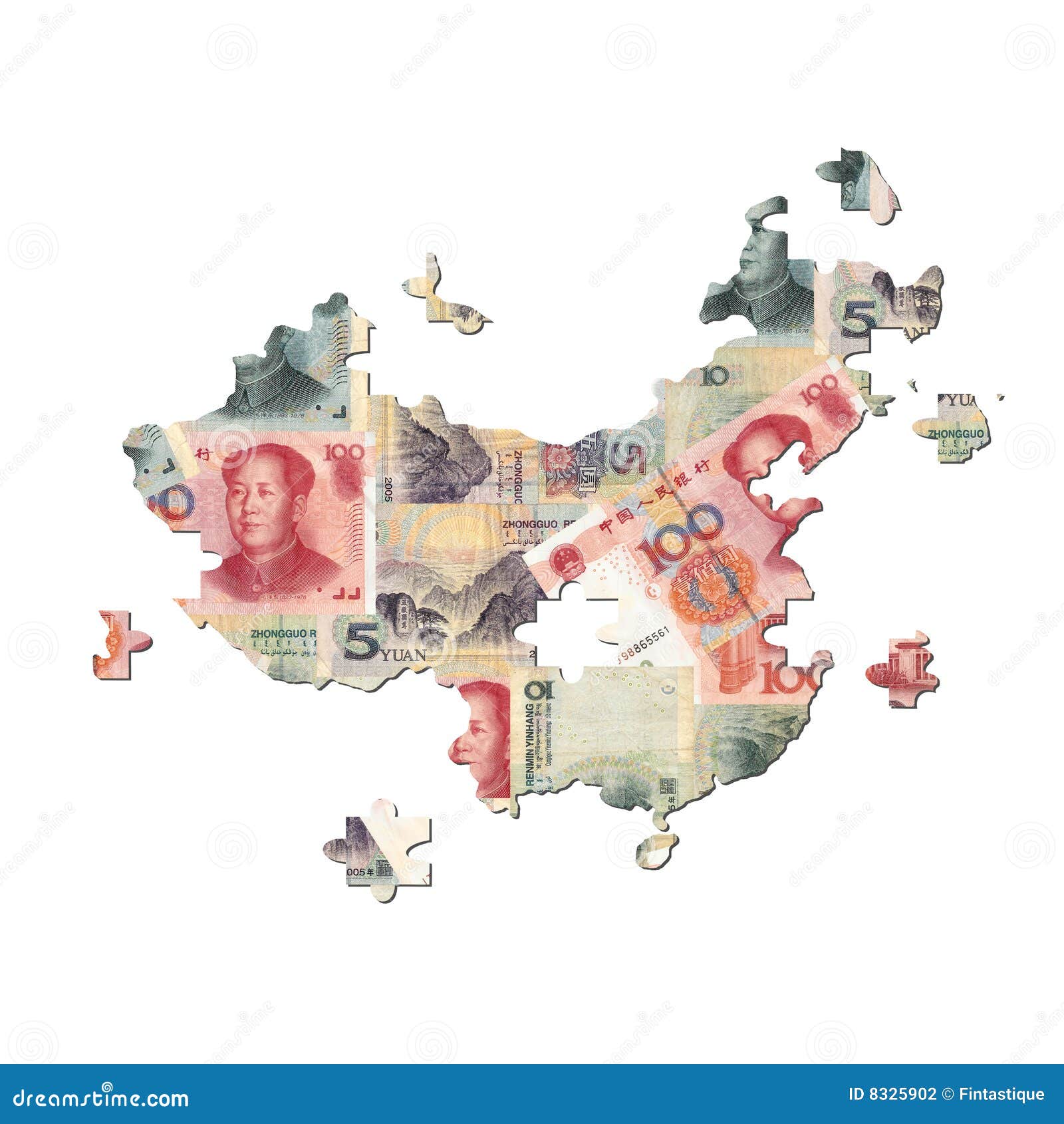 Chinese Yuan Map jigsaw stock illustration. Illustration of note - 8325902