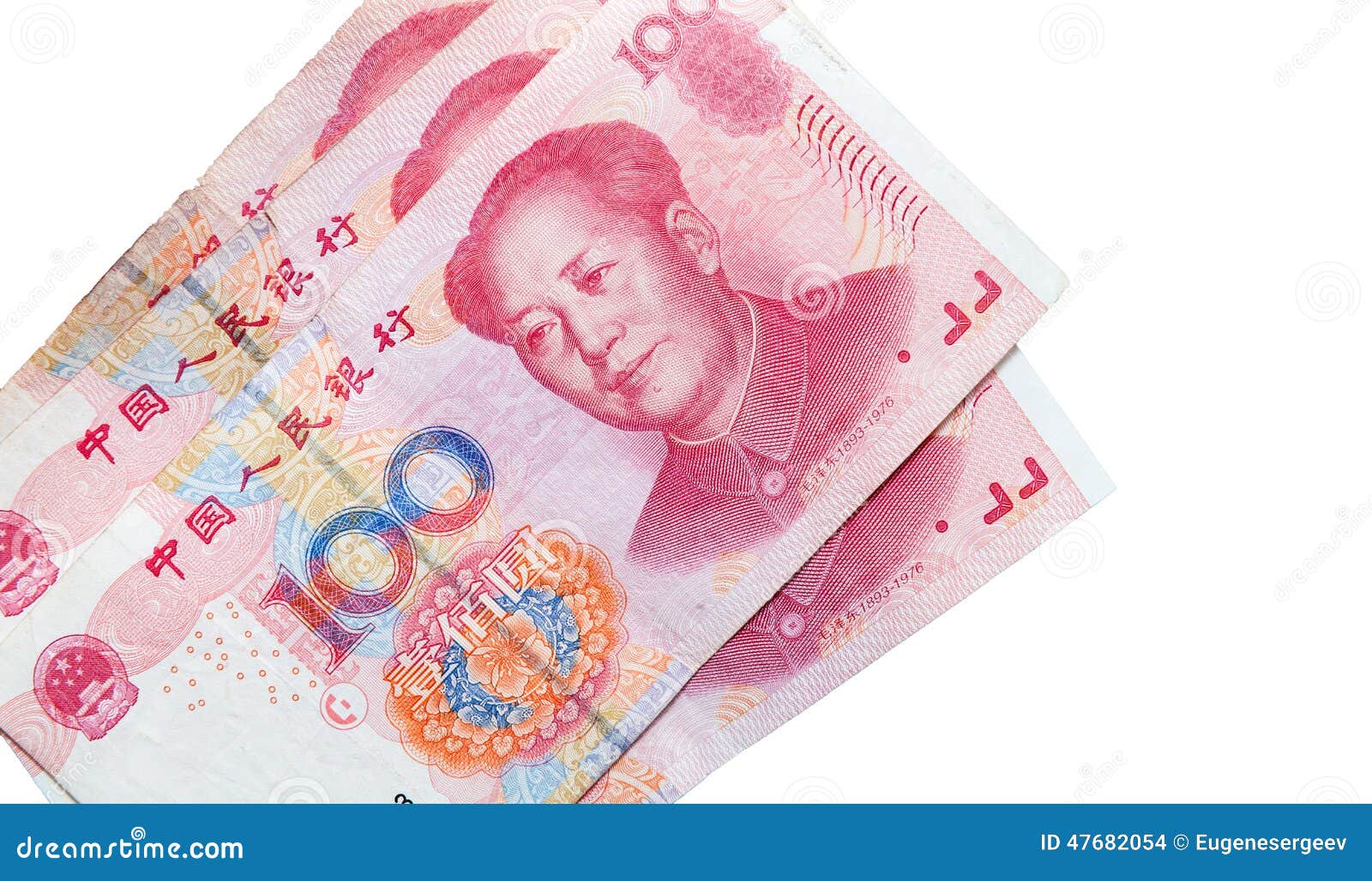 Chinese Yuan Renminbi Banknotes Isolated on White Stock Photo - Image ...