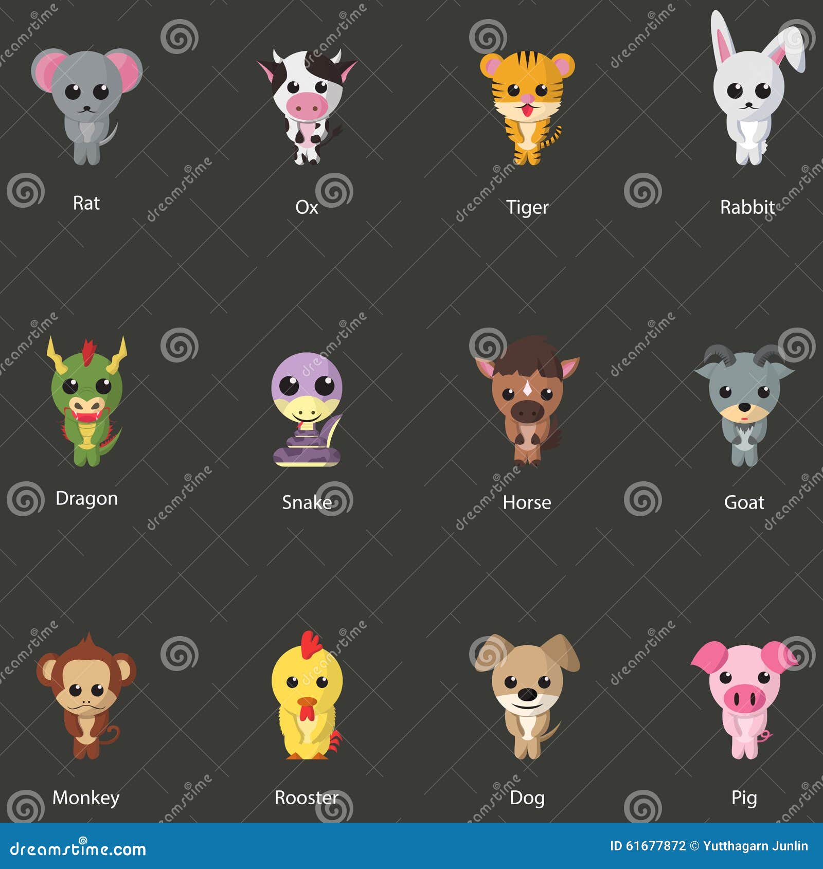 Chinese Zodiac Cartoon Vector Illustration | CartoonDealer.com #61677872