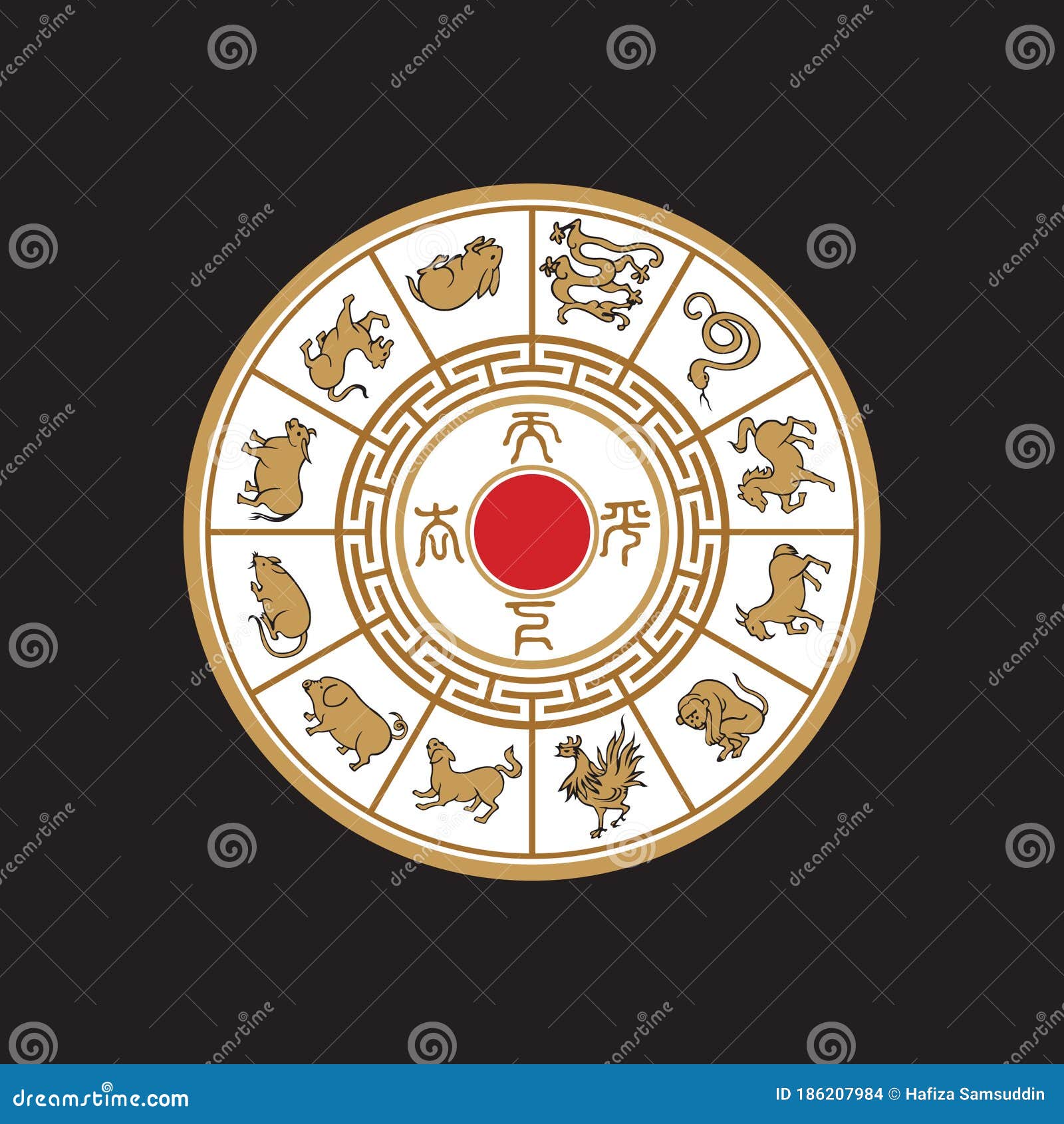 Chinese Zodiac Chart. Vector Illustration Decorative Design Stock ...