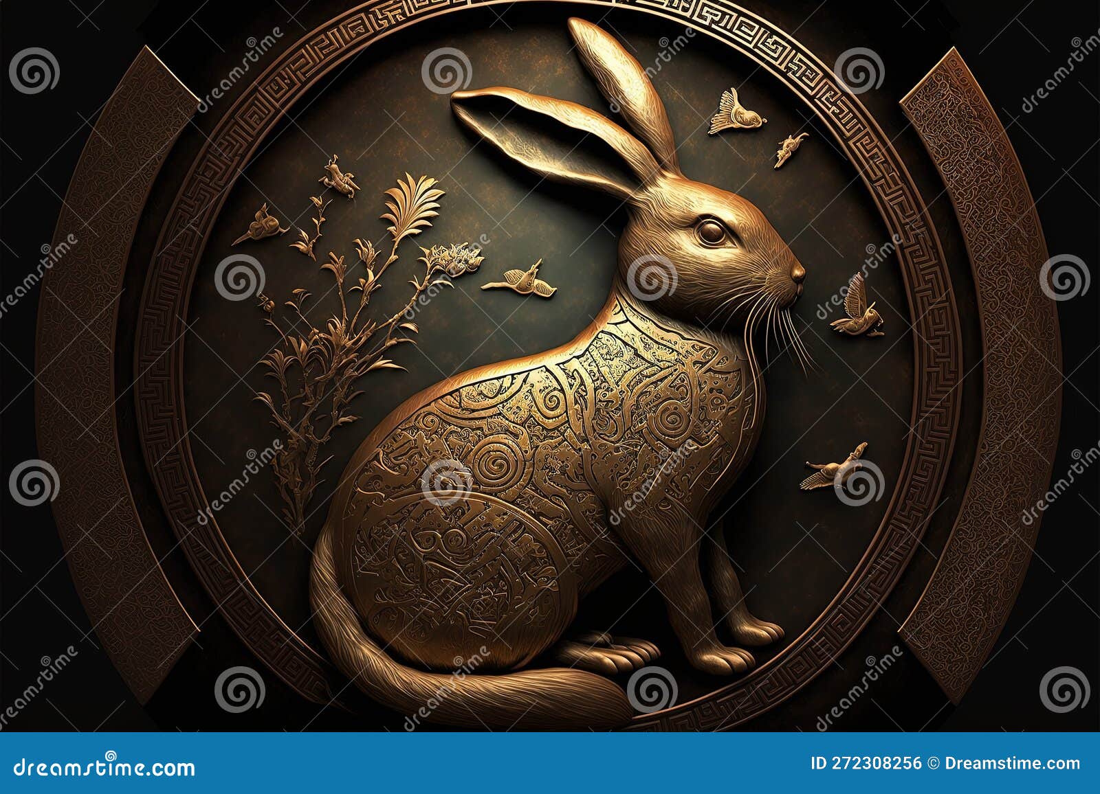 Chinese Zodiac of Rabbit Year. Generative AI Stock Illustration ...
