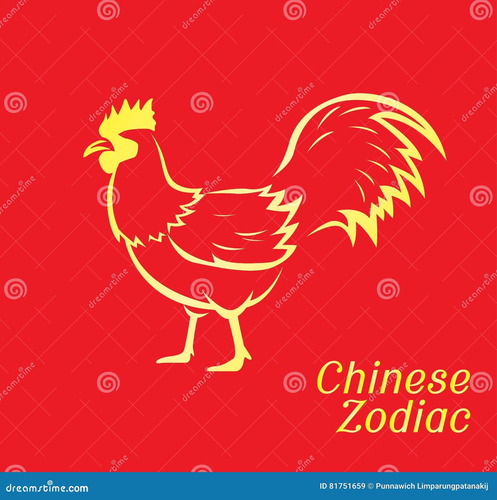 Chinese Zodiac Set Chicken Vector Illustration Stock Vector ...