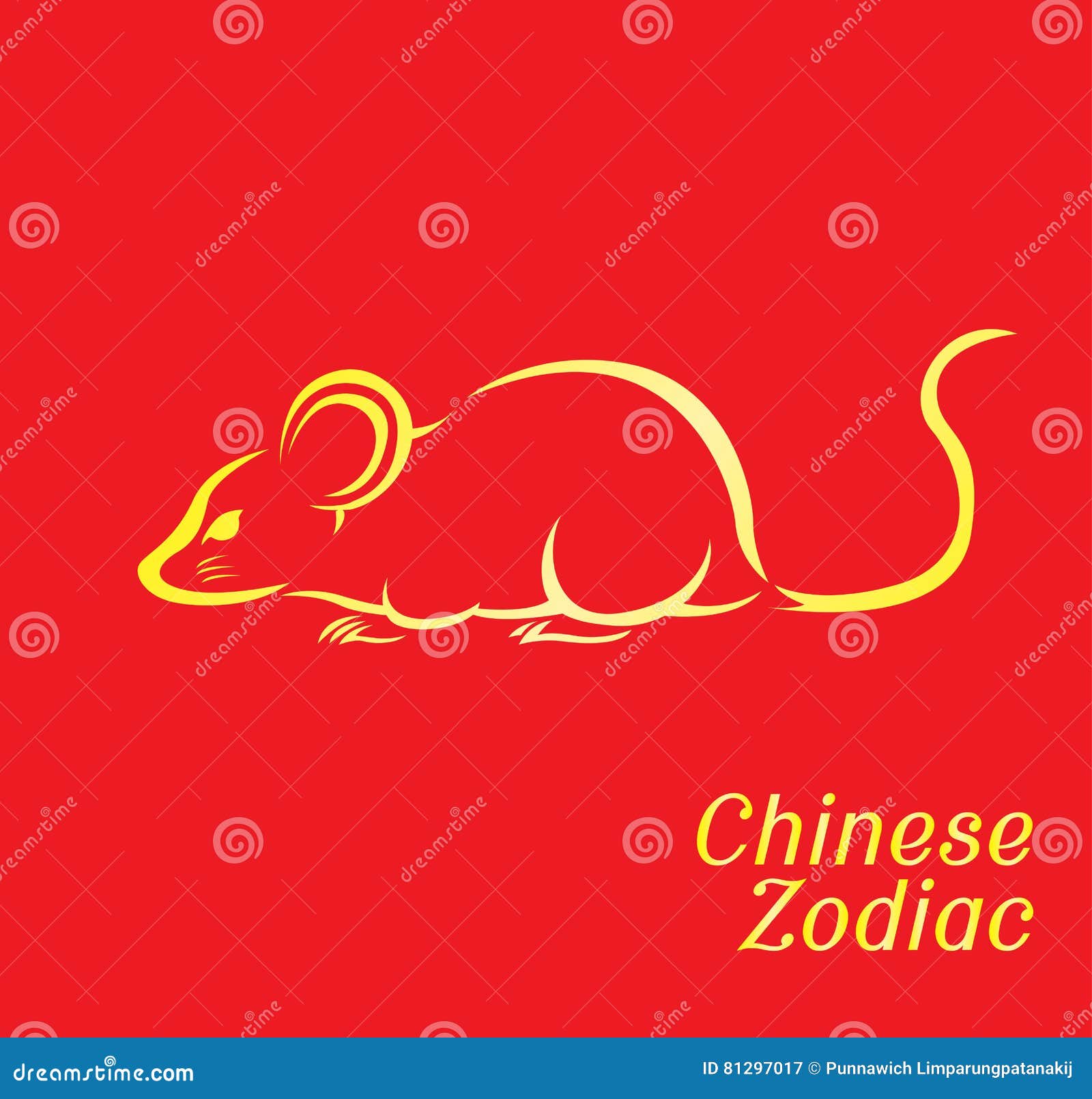 Chinese Zodiac Set Rat Vector Illustration Stock Vector - Illustration ...