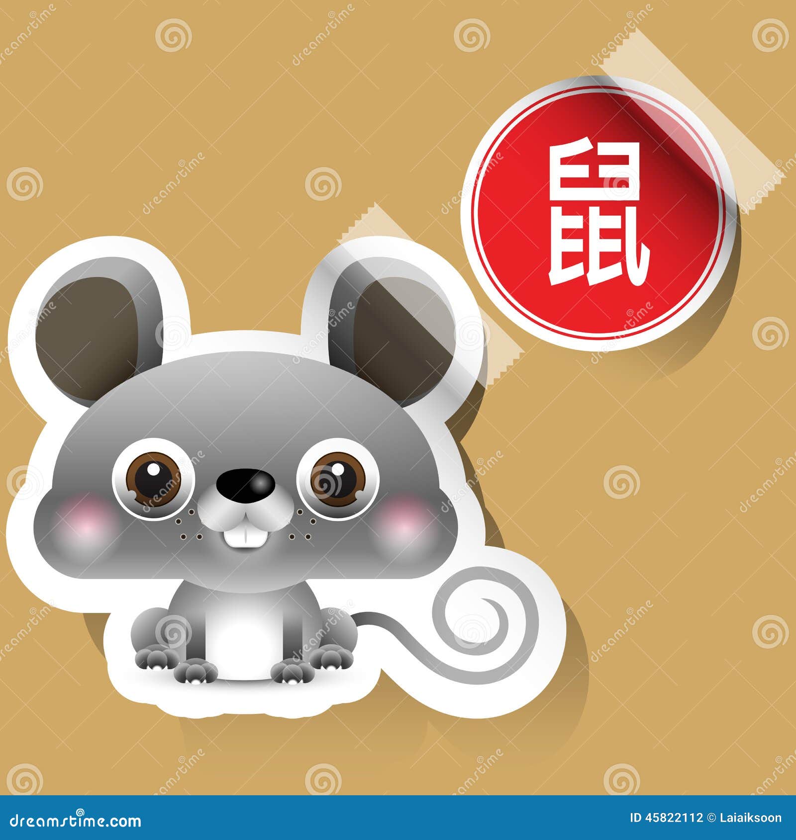 Chinese Zodiac Sign Mouse (Rat) Sticker Stock Vector - Illustration of ...