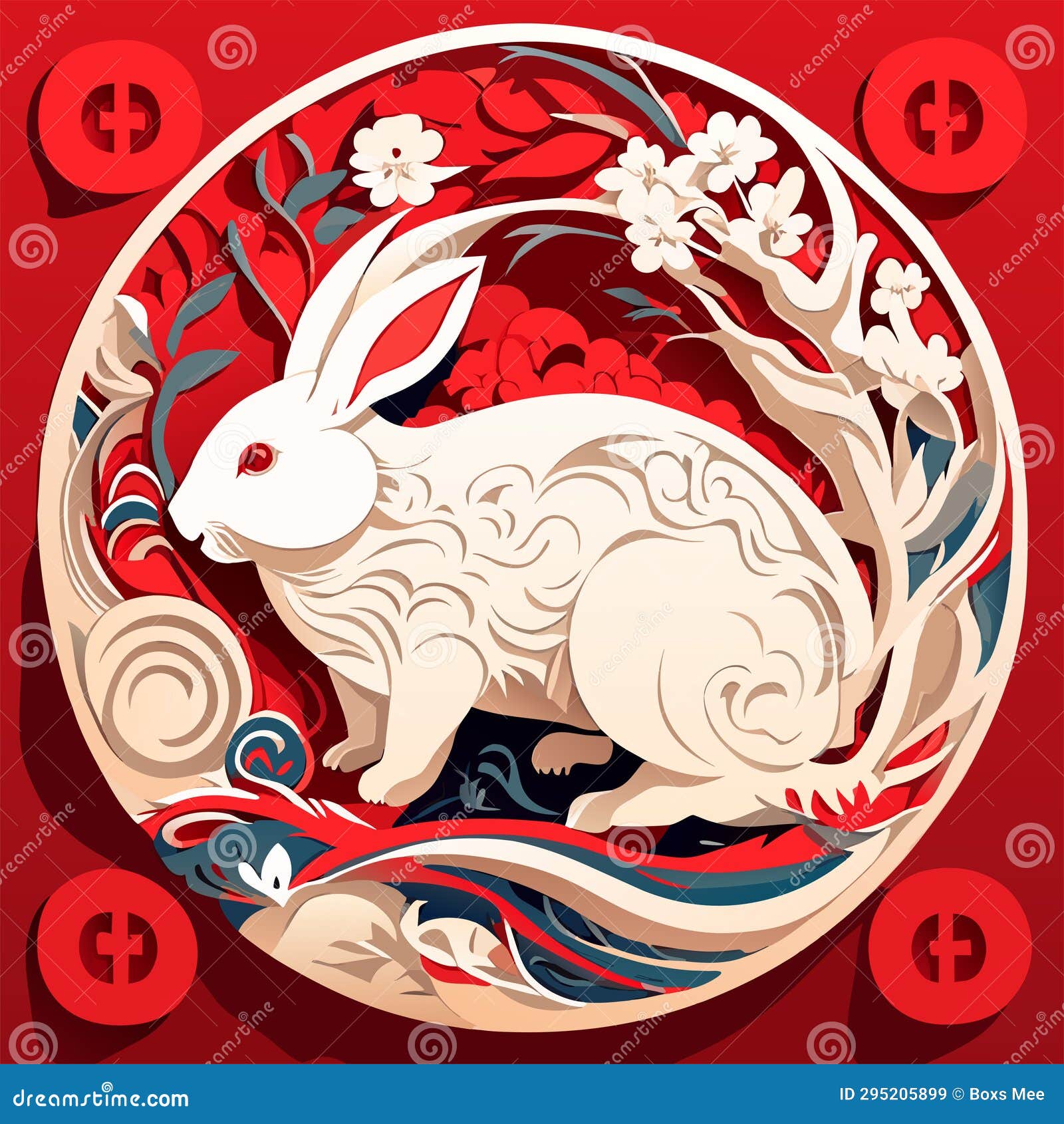 Chinese Zodiac Sign of the Year of the Rabbit. Vector Illustration ...