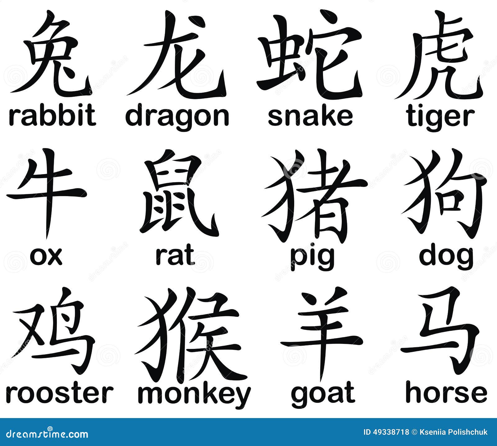 Chinese Zodiac Signs Design Stock Vector - Illustration of oriental ...