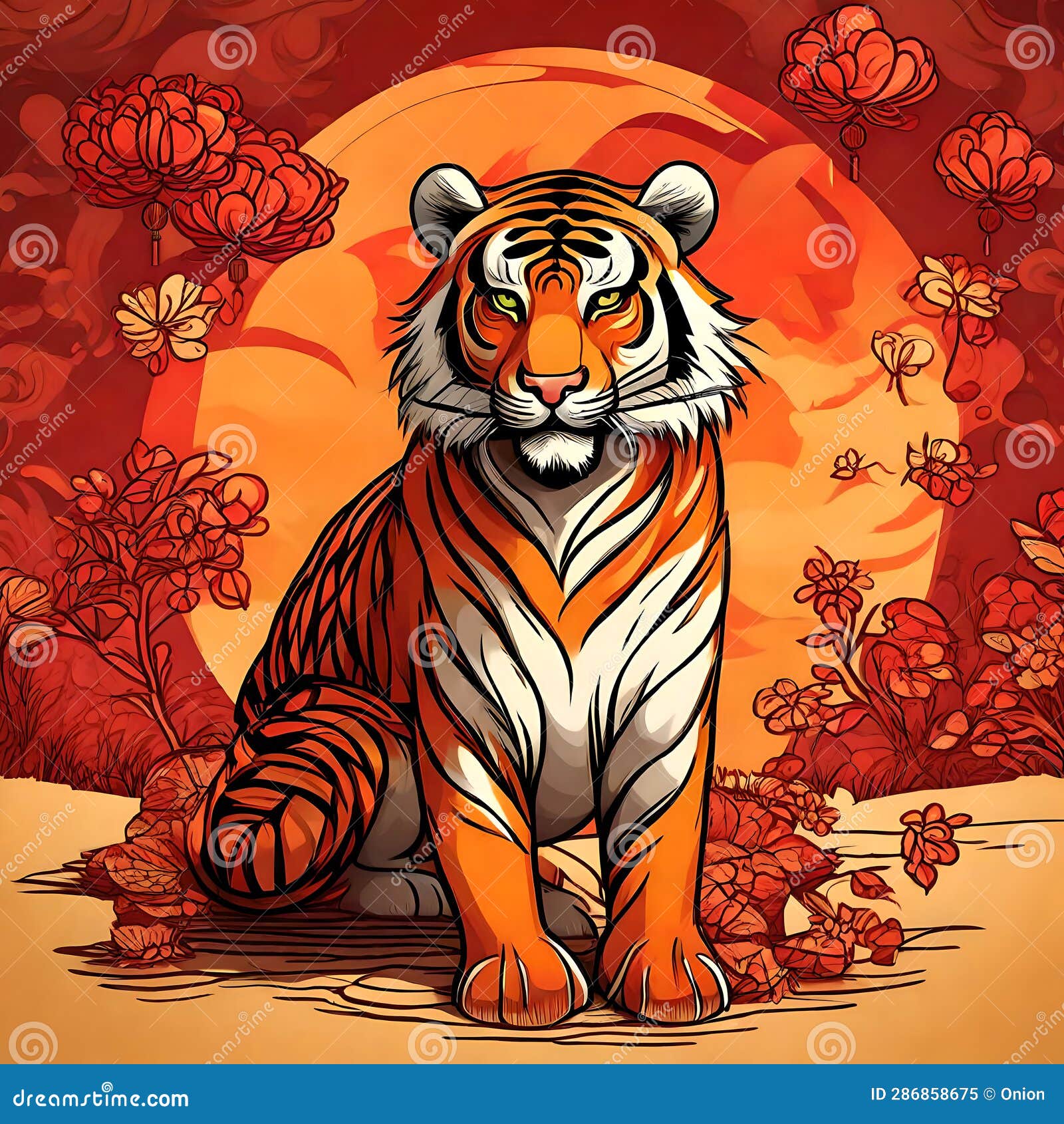 Chinese Zodiac Tiger - Ai Generated Image Stock Illustration ...