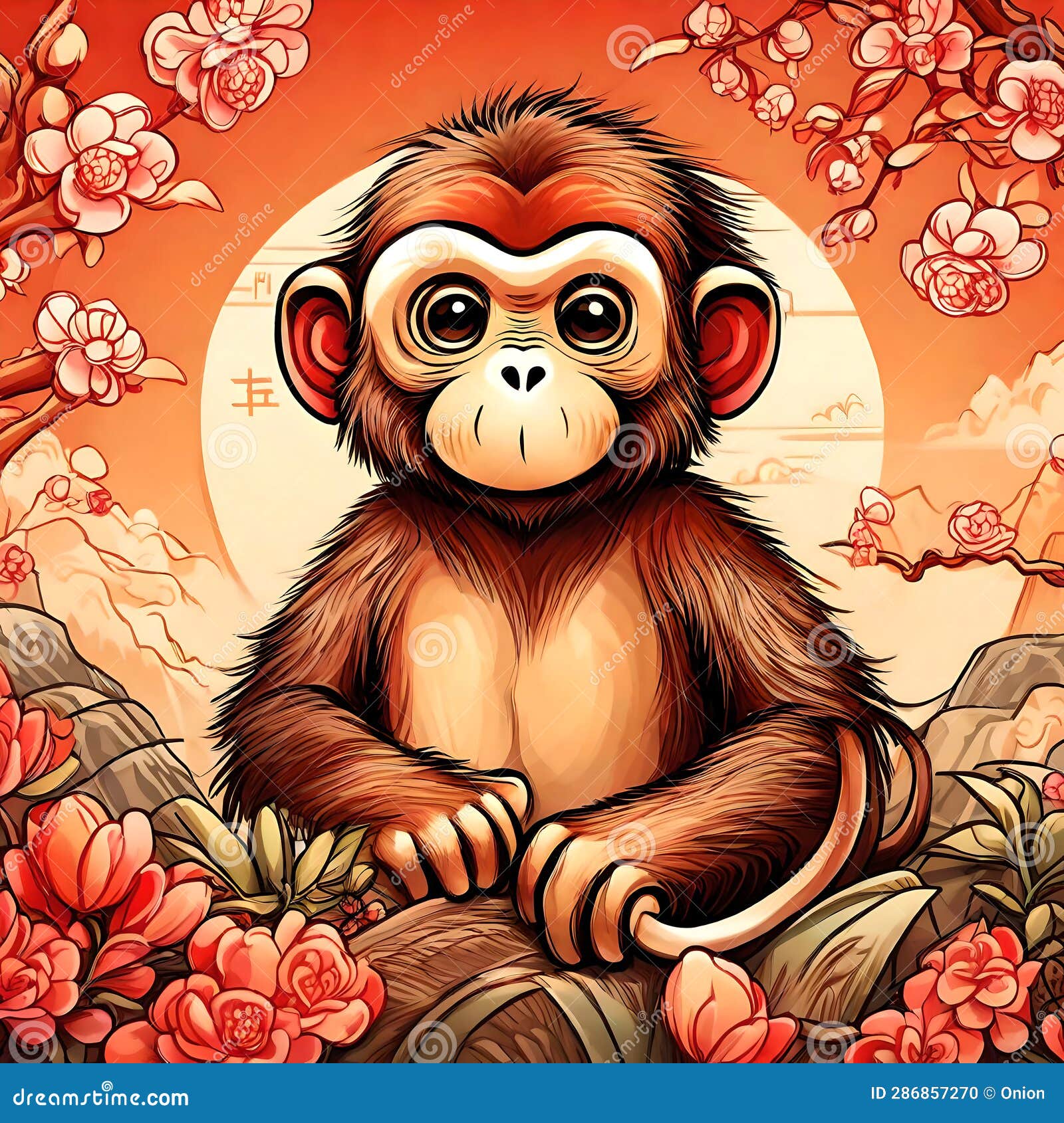 Chinese Zodiac Monkey - Ai Generated Image Stock Illustration ...