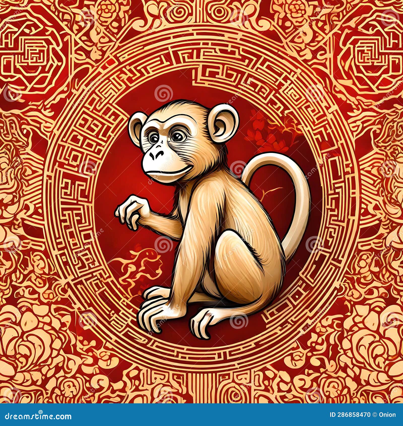 Chinese Zodiac Monkey - Ai Generated Image Stock Illustration ...