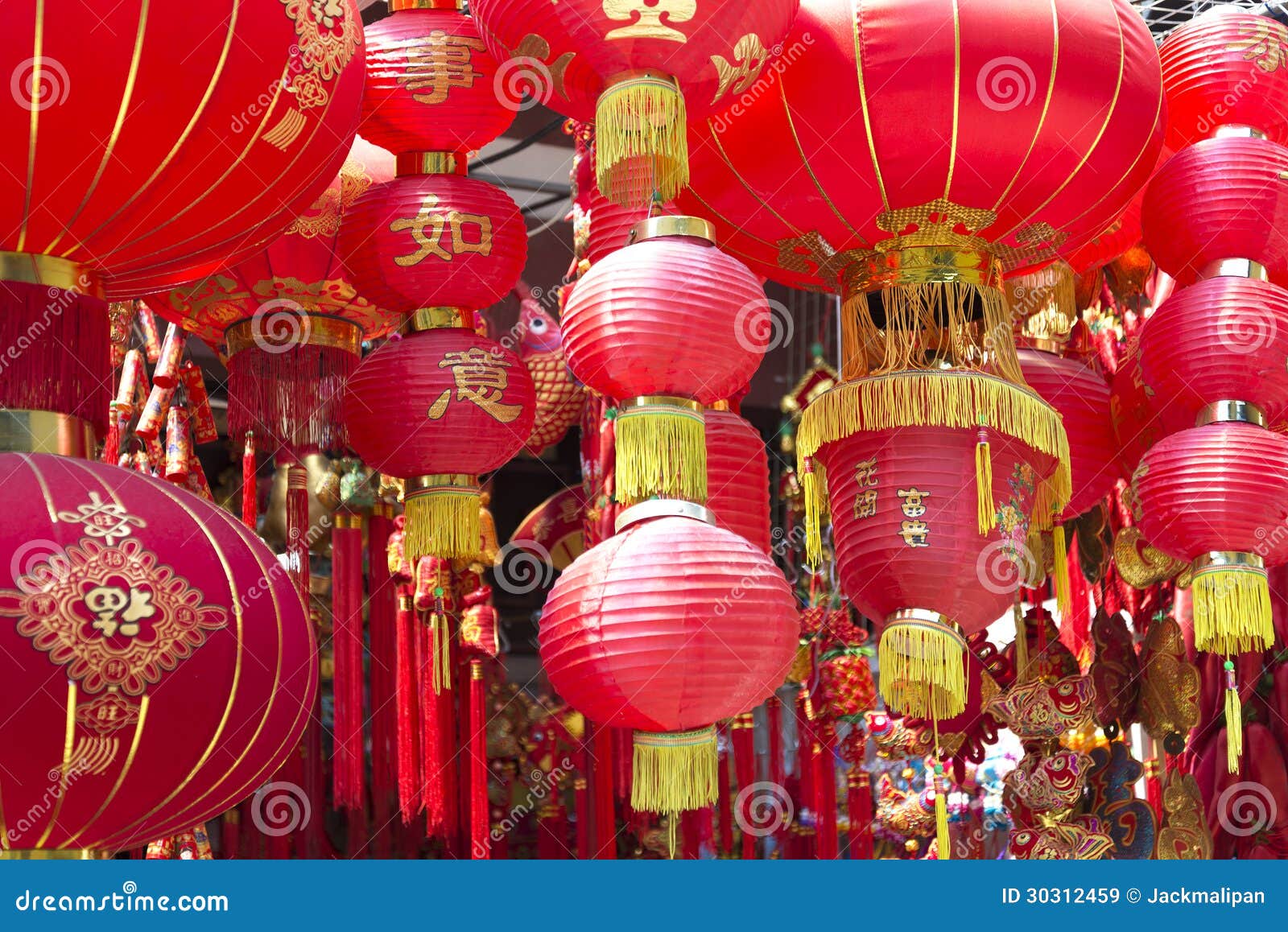 Chinesische rote Laternen stockbild. Bild von asiatisch - 30312459
