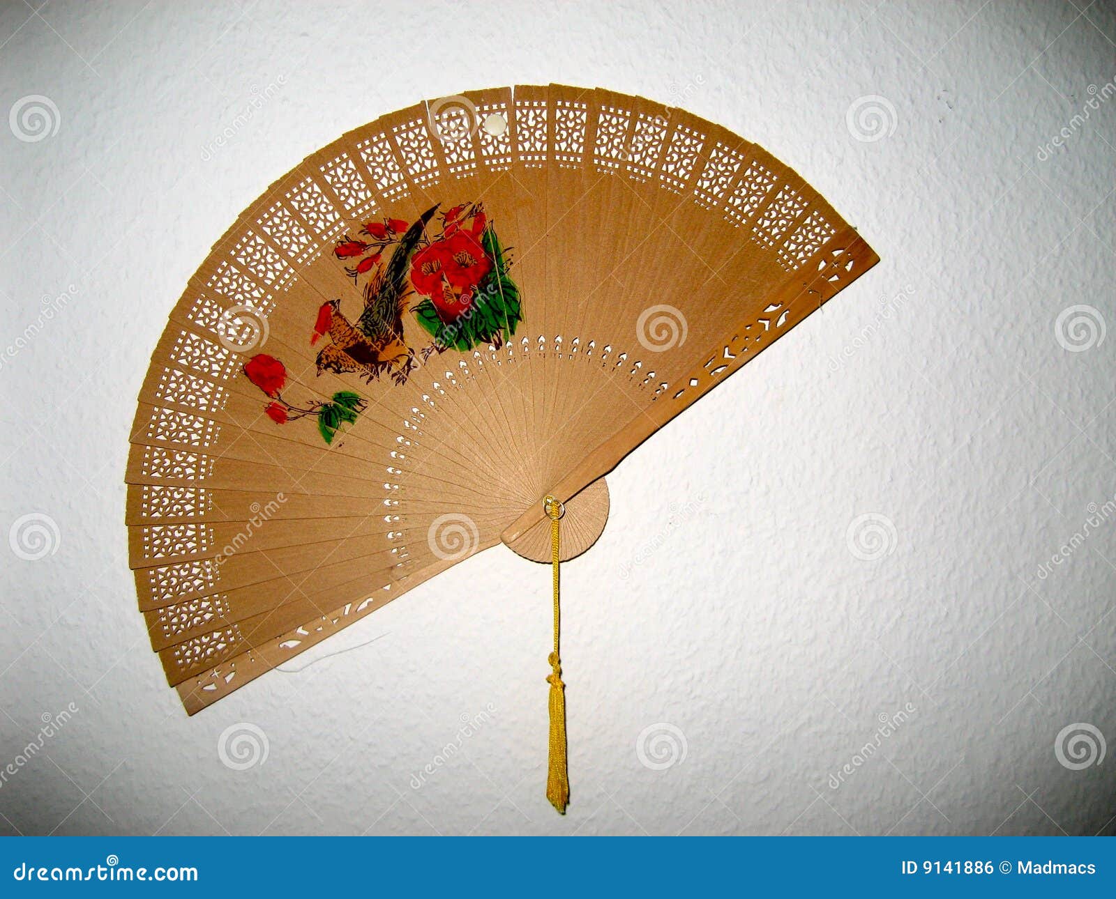 Chinesischer FÃ¤cher stock photo. Image of bird, wall - 9141886