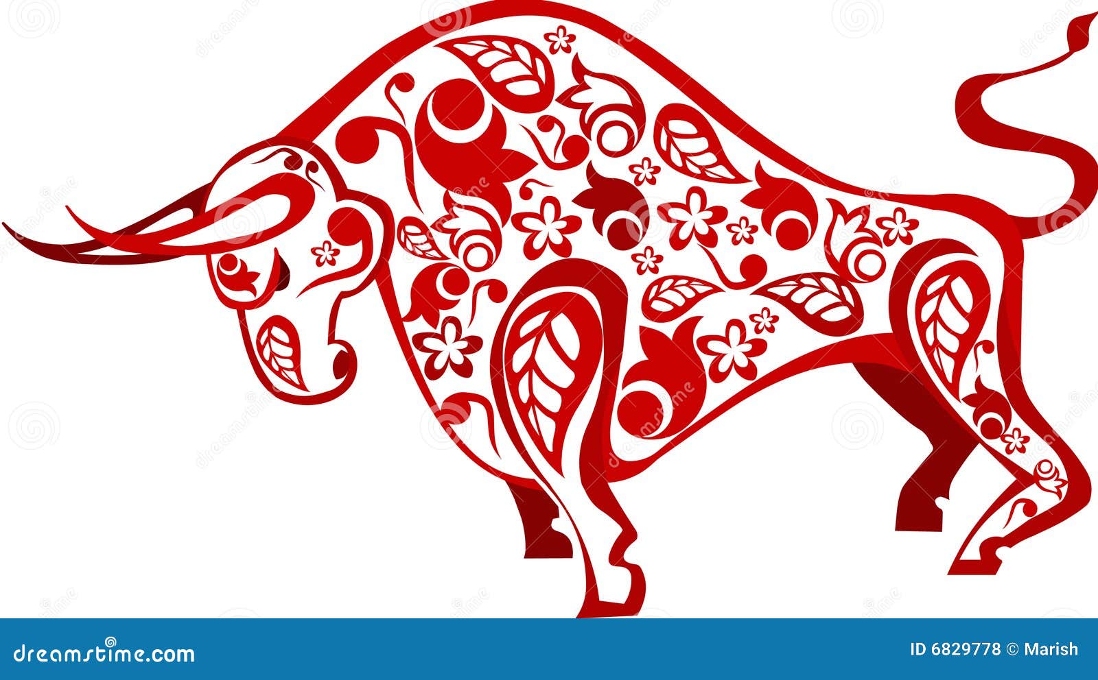 Chinesisches Rotes Rind Mit Muster Vektor Abbildung - Illustration von ...