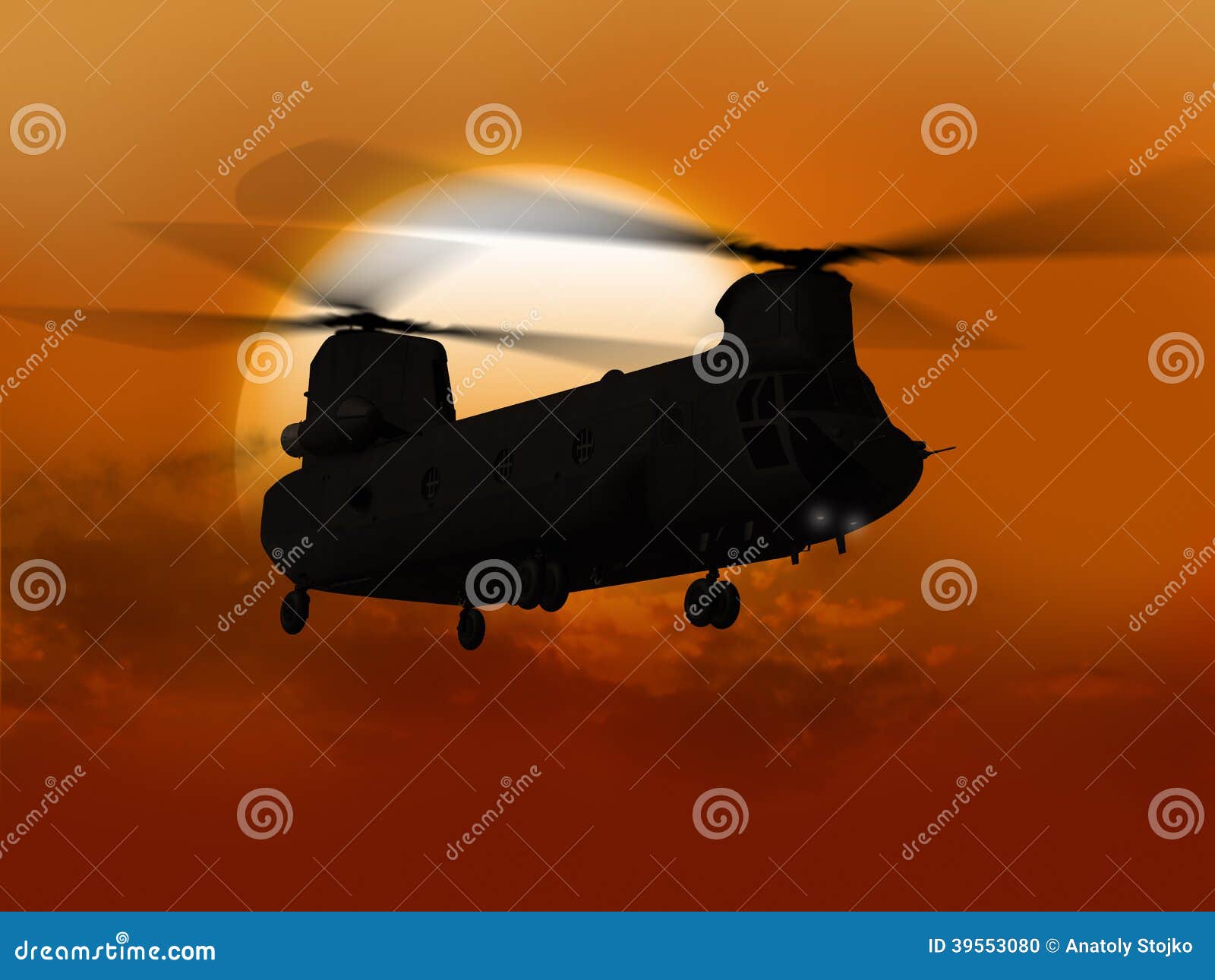 Boeing CH-47 Chinook, Chinook HC1. Vector Drawing Of Transport ...