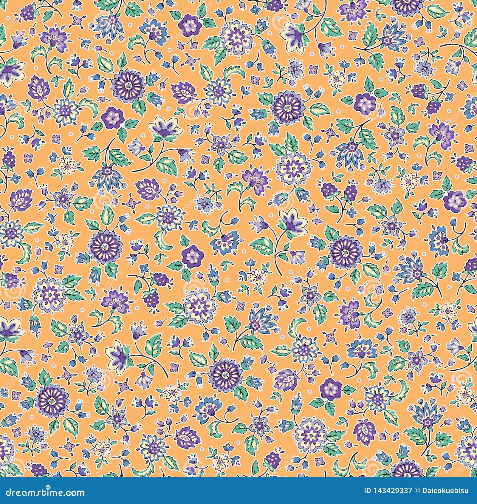 Chintz Seamless Pattern Materia Stock Vector - Illustration of flower ...