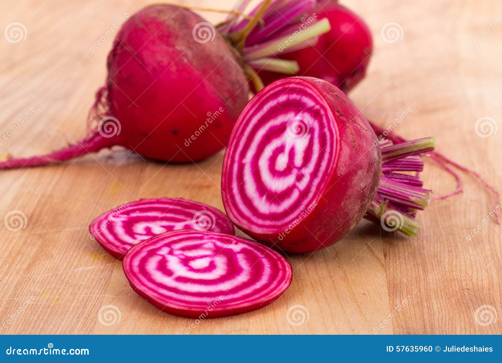 Chioggia Striped Beet on Wood Table Stock Photo - Image of candy, drink ...