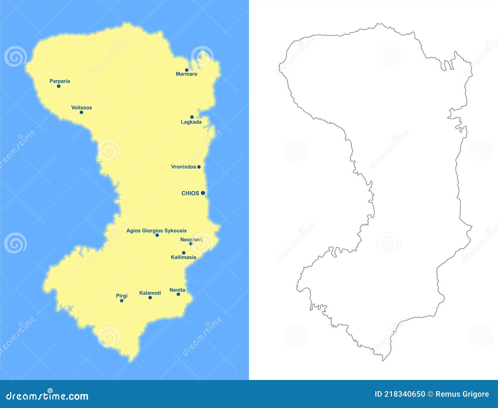 Chios Island Map - Cdr Format Stock Illustration - Illustration of ...