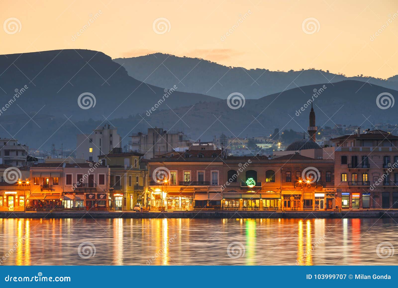 Chios town. editorial photography. Image of sunset, minaret - 103999707
