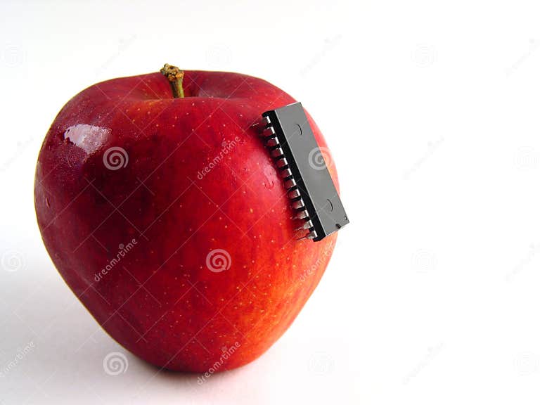 Chip-attack on red apple! stock photo. Image of manipulation - 209652
