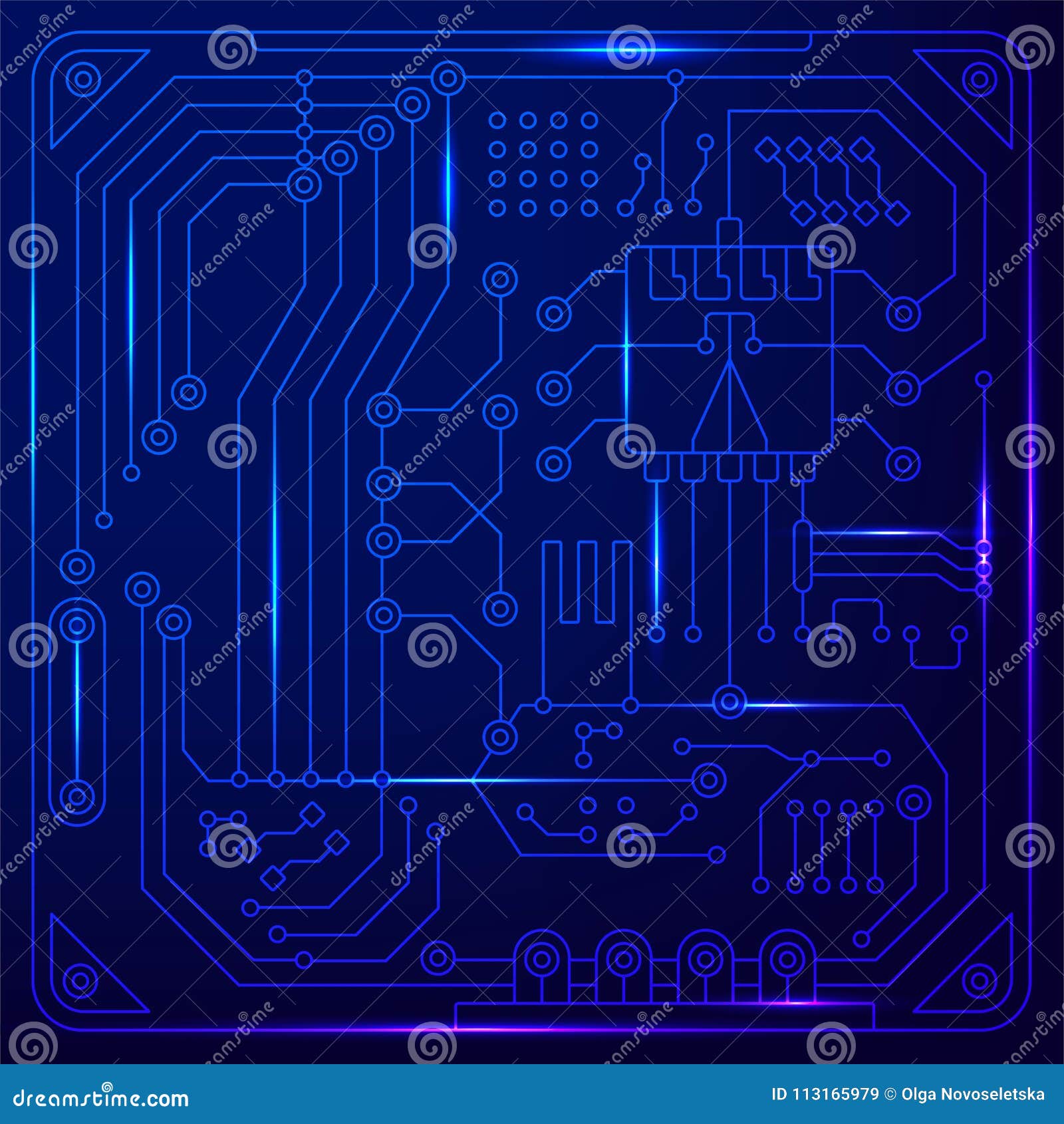 Chip on blue background stock vector. Illustration of component - 113165979