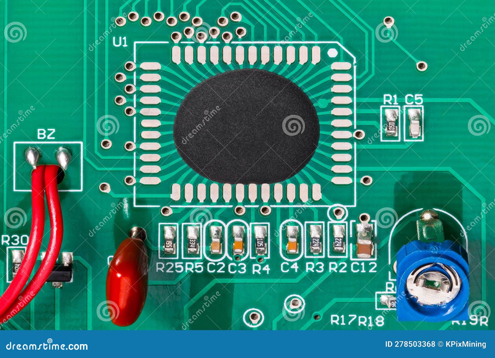 Chip on Board Assembly of Integrated Circuit on Green Texture PCB with ...