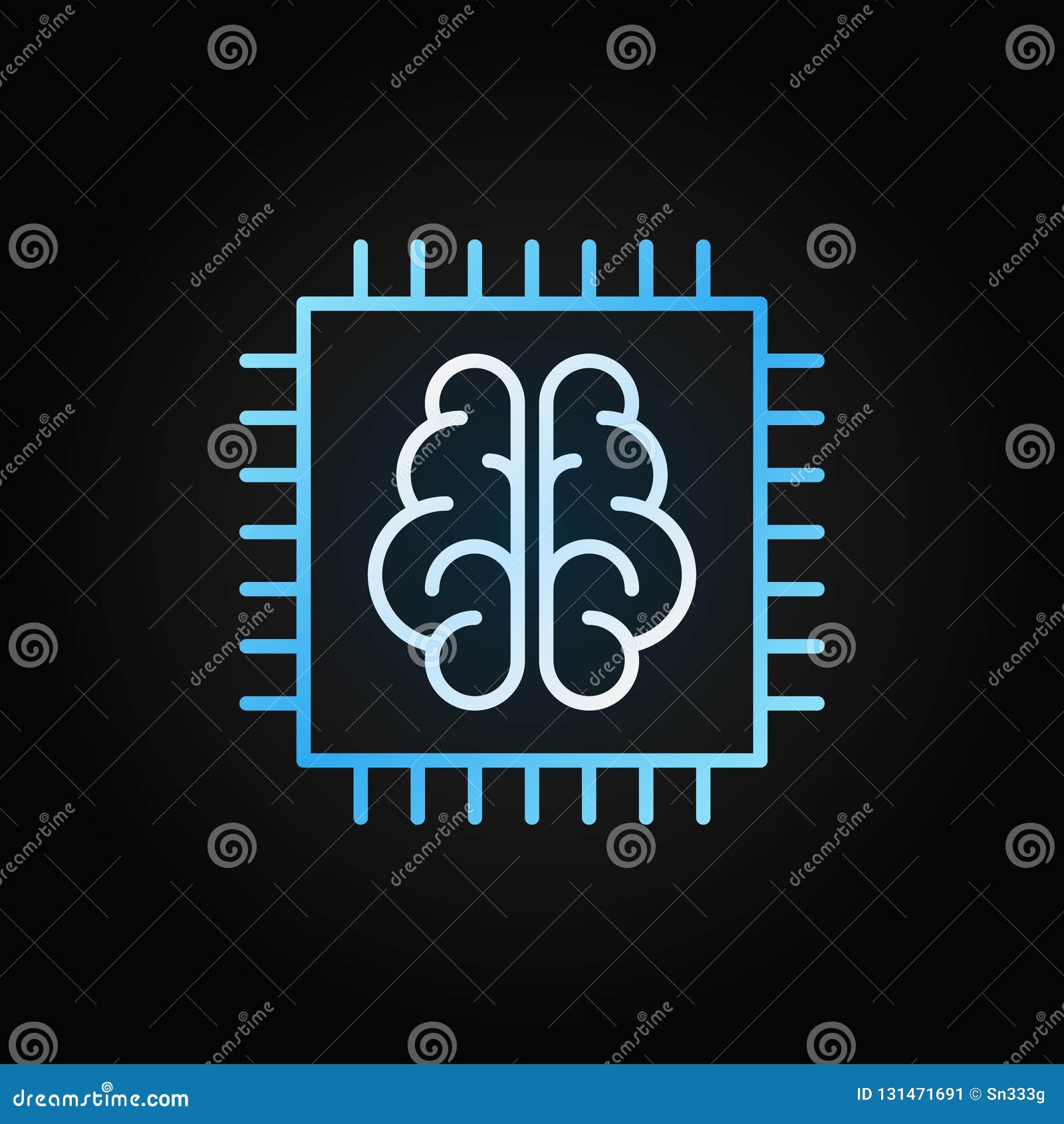 Chip with Brain Vector Creative Icon in Outline Style Stock Vector ...