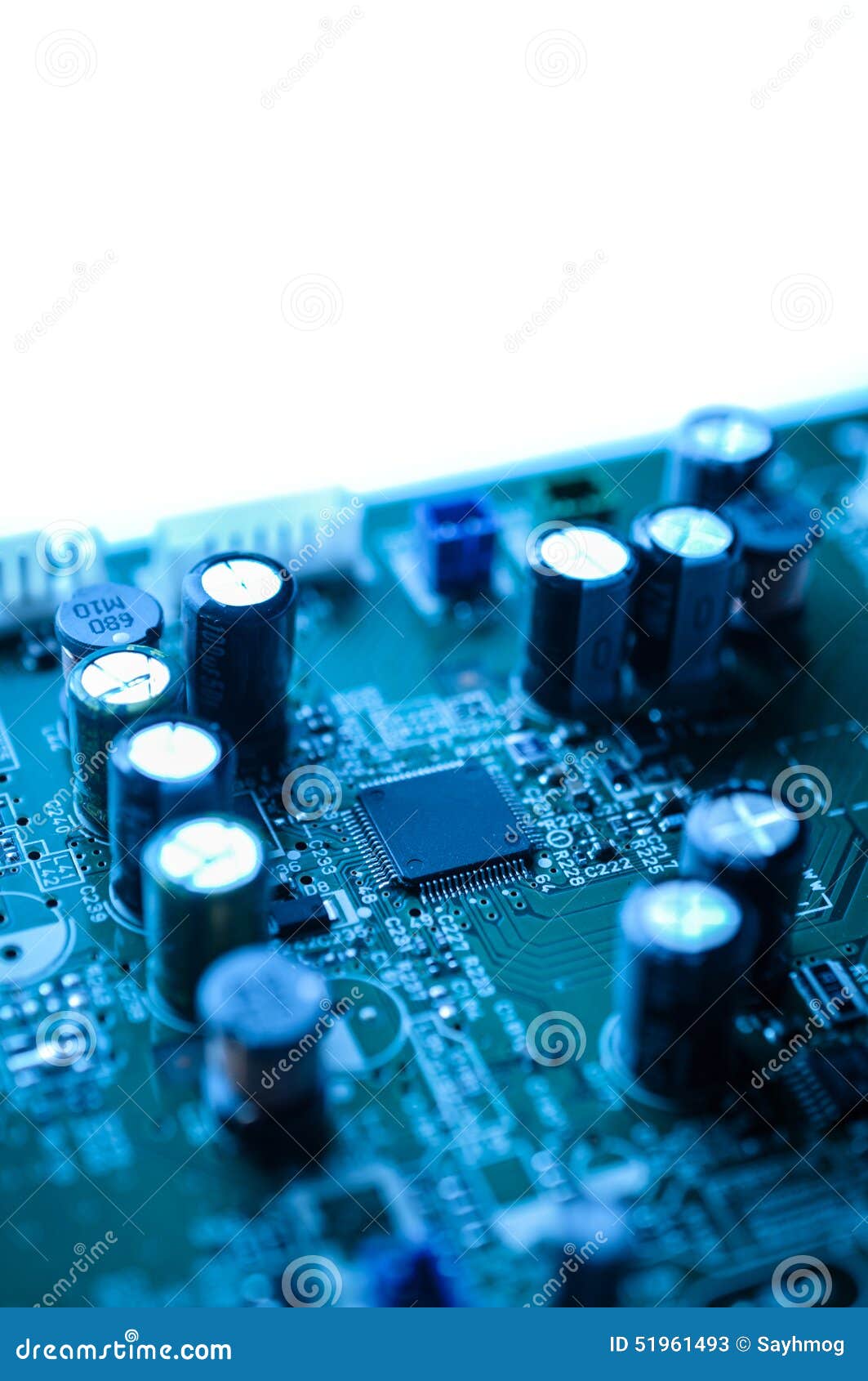 Chip and Capacity on Electronic Board Stock Image - Image of color ...