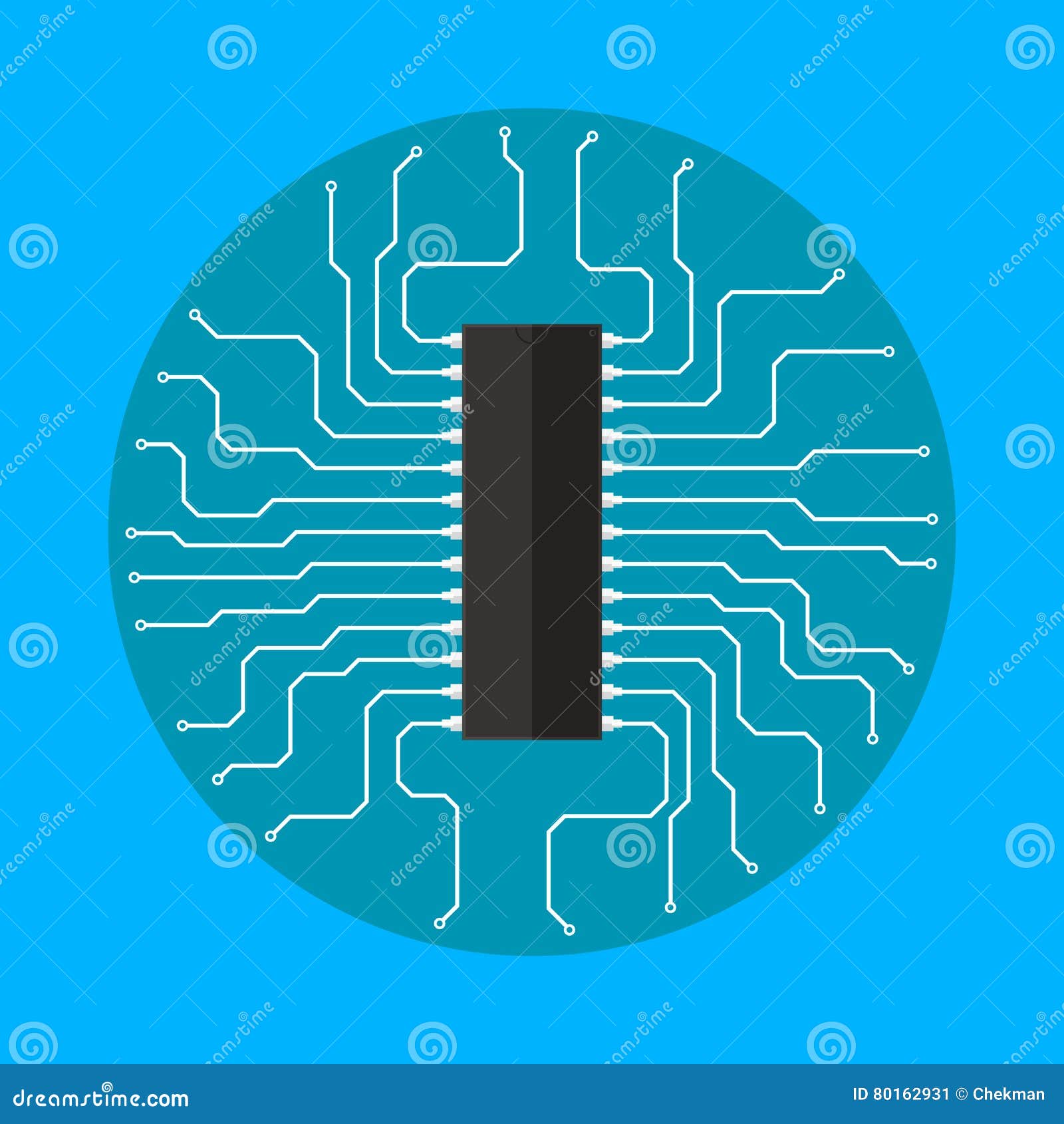 Chip with Circuit Board. Vector Illustration. Stock Illustration ...