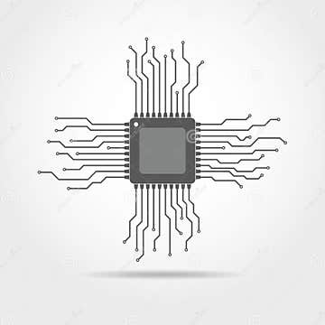 Chip with Circuit Board. Vector Illustration. Stock Illustration ...