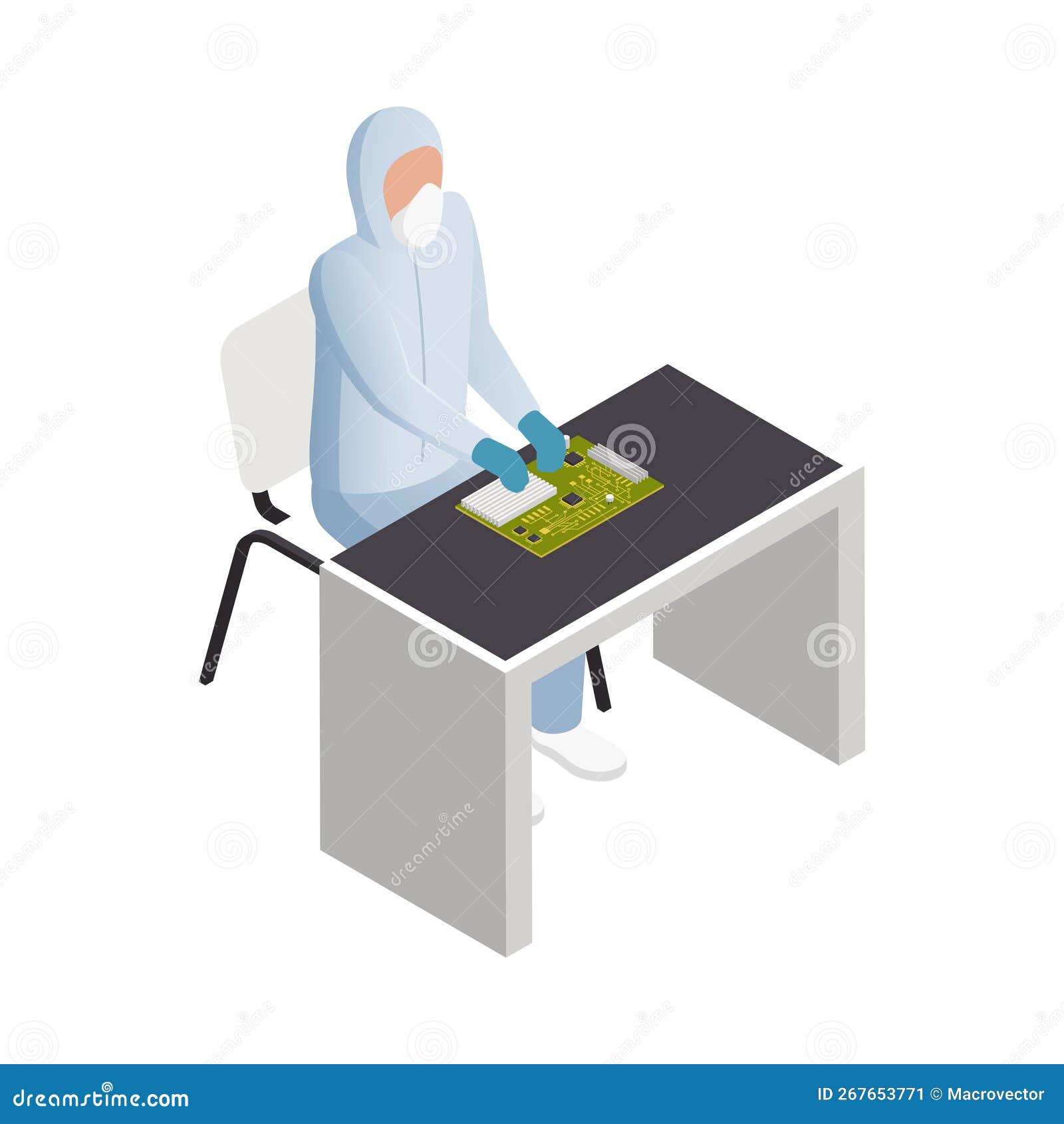 Chip Circuit Worker Composition Stock Vector - Illustration of ...