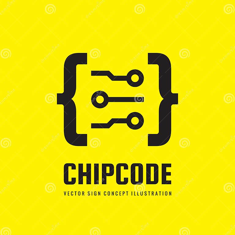 Chip Code - Vector Logo Template Concept Illustration. Digital Abstract ...