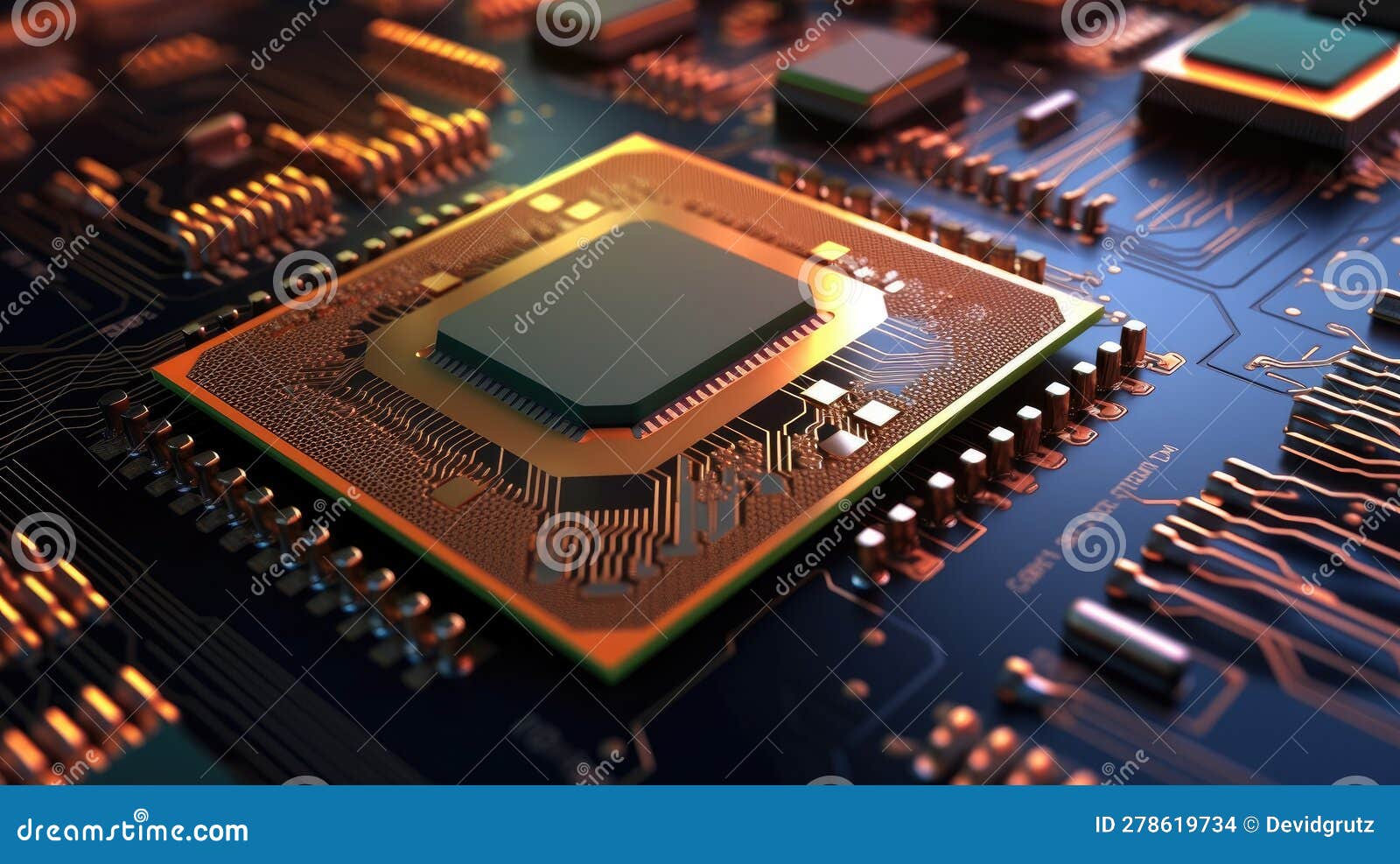 Chip Compute CPU Data. Generative AI Stock Illustration - Illustration ...