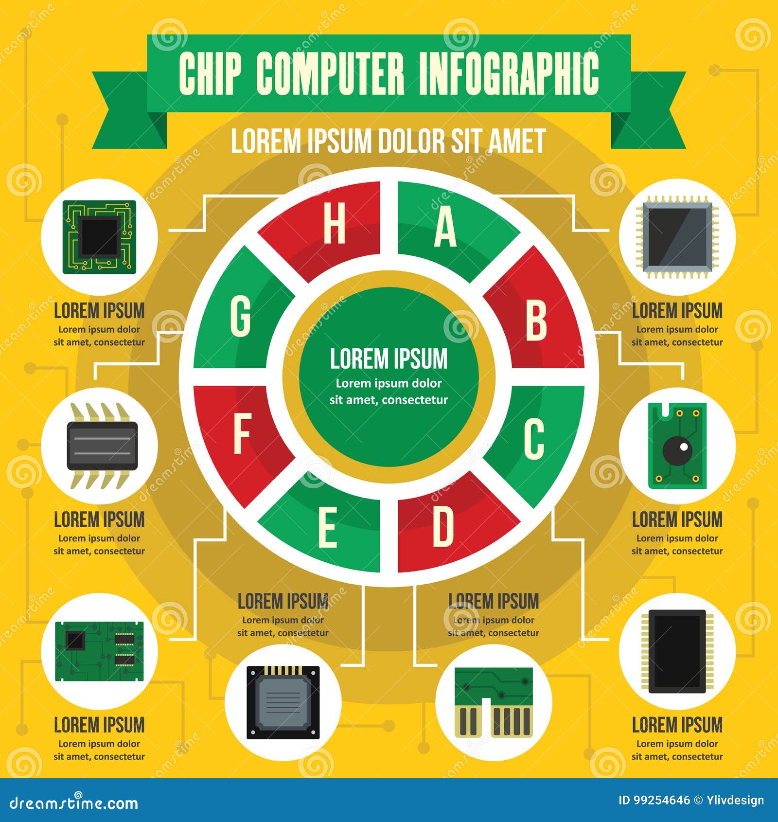 Chip Computer Infographic Concept, Flat Style Stock Vector ...
